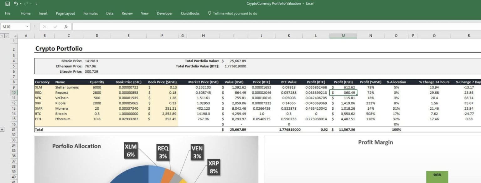 Tableau Excel pour suivre son portefeuille crypto